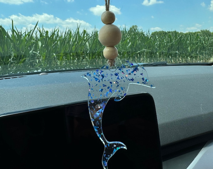 Dolphin Rearview Mirror Hanger | Dolphin Car Charm | Hanging Ornament ...