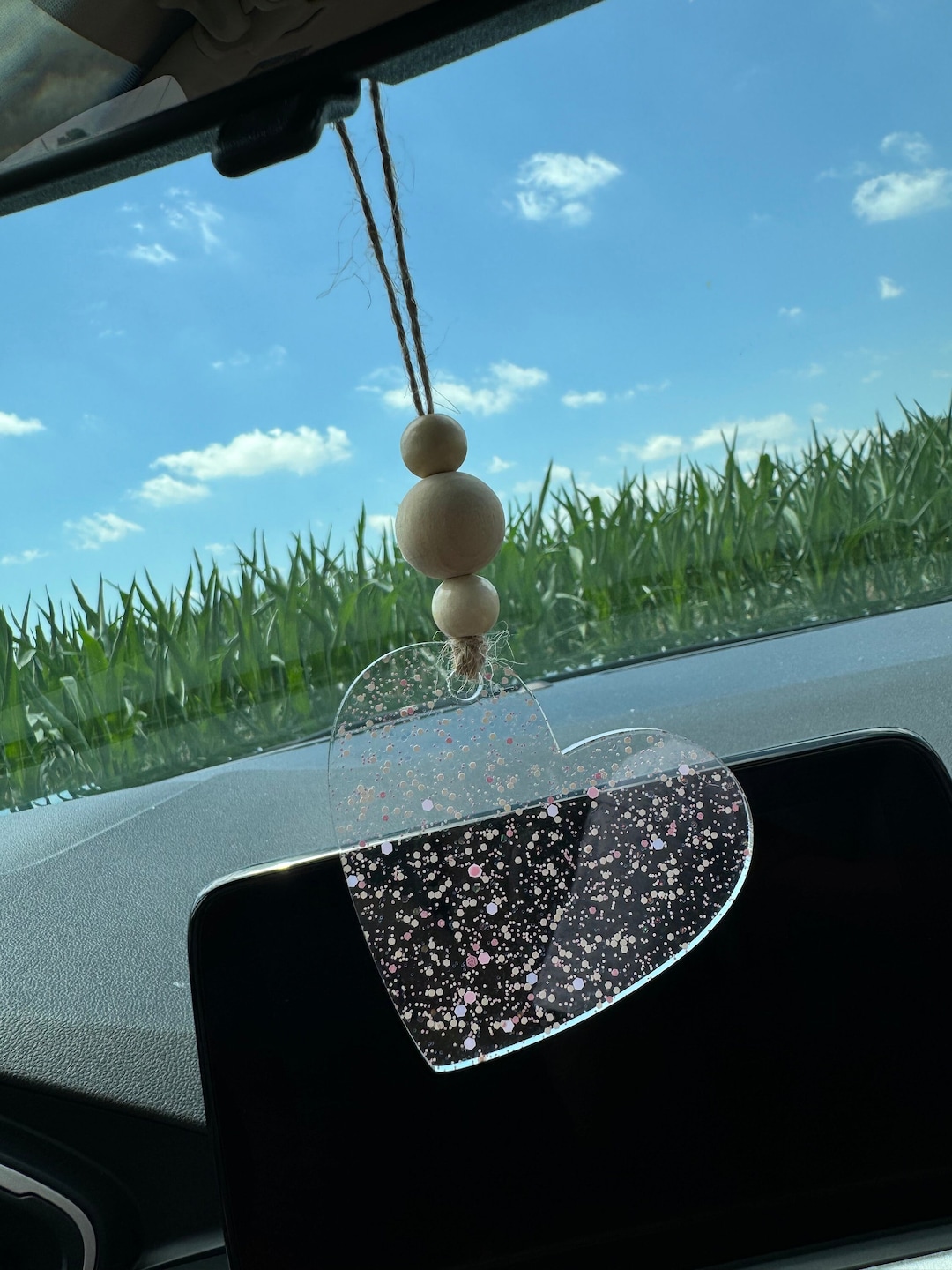 Heart Rearview Mirror Hanger | Heart Car Charm | Hanging Ornament ...