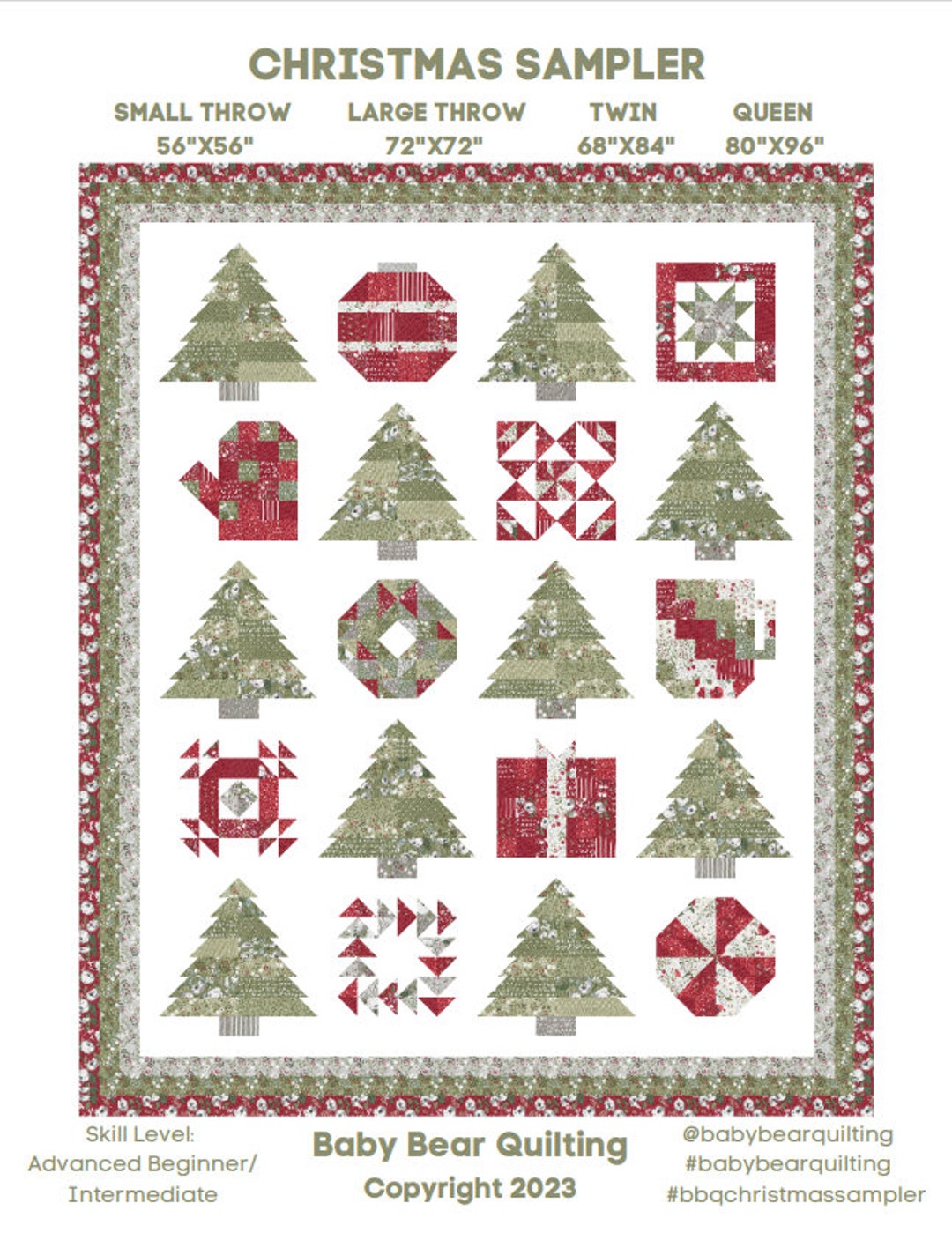 Christmas Sampler Quilt Pattern by Baby Bear Quilting, PDF Download - Etsy