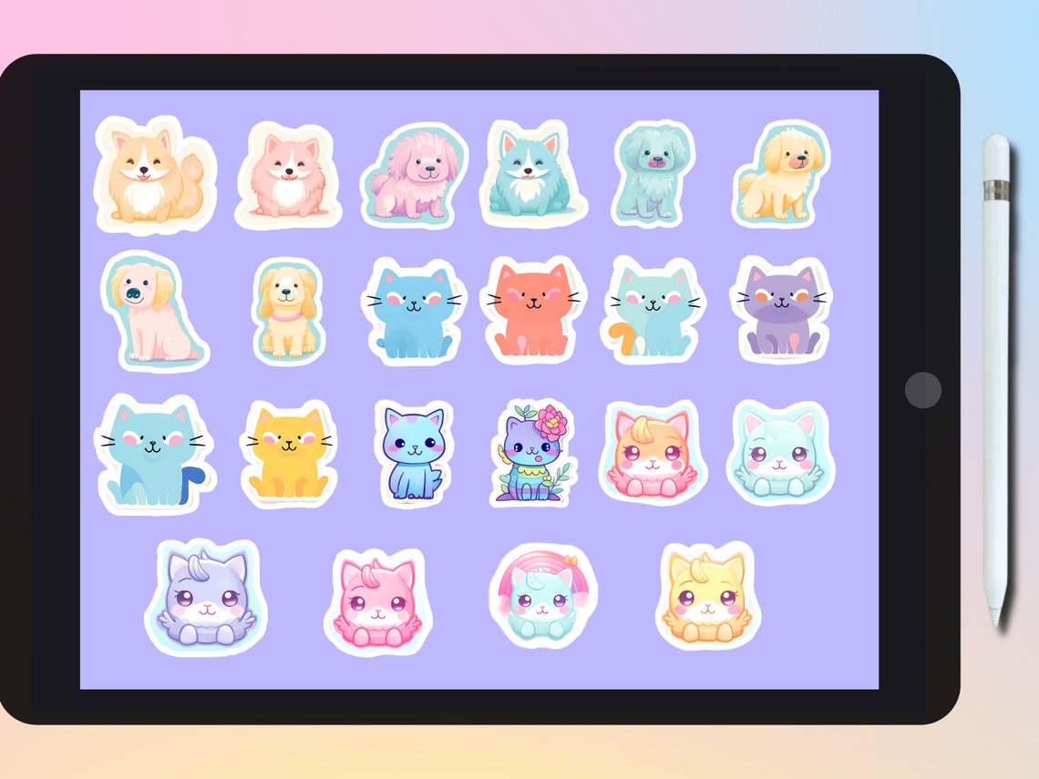 Kawaii Digital Stickers Cute Animal Digital Planner Stickers Goodnote ...