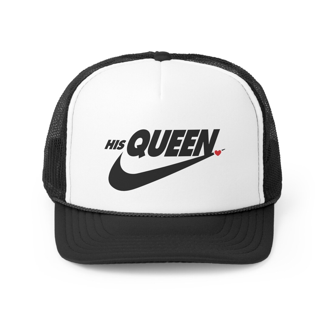 His Queen Checkmark Baseball Cap in Black Trucker Hat Red, Blue and ...
