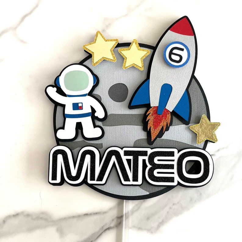 Rocket Cake Topper-space Cake Topper-astronaut Topper-outer Space-outer Space Birthday-space ...