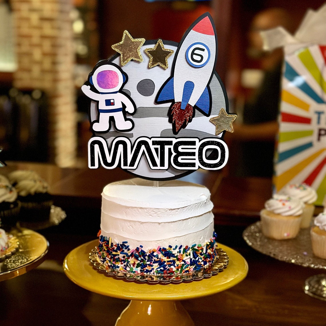 Rocket Cake Topper-space Cake Topper-astronaut Topper-outer Space-outer ...