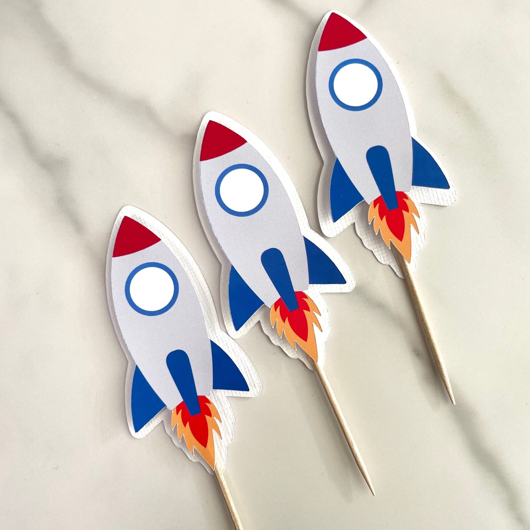 Rocket Cupcake Topper-rocket Topper-space Cupcake Topper-outer - Etsy