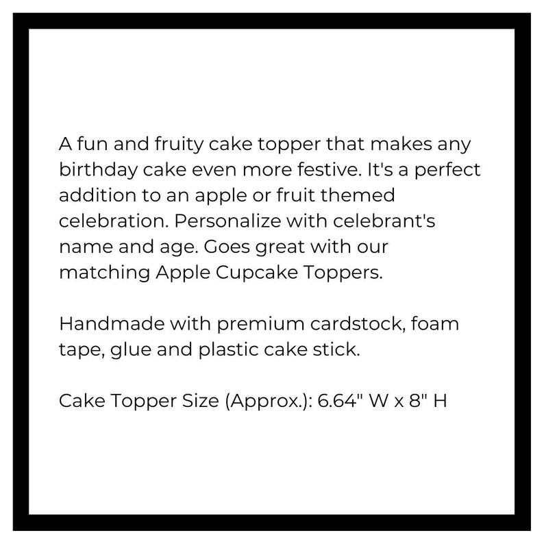 Apple Cake Topper-fruit Cake Topper-apple Birthday-fruit Birthday-apple ...