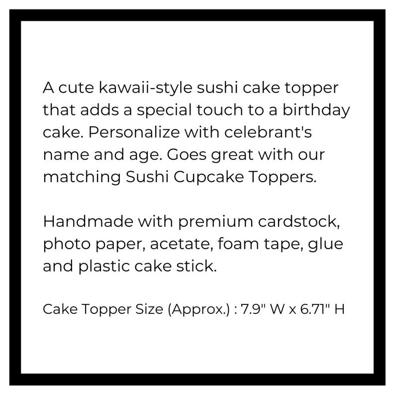 Sushi Cake Topper-kawaii Cake Topper - Etsy