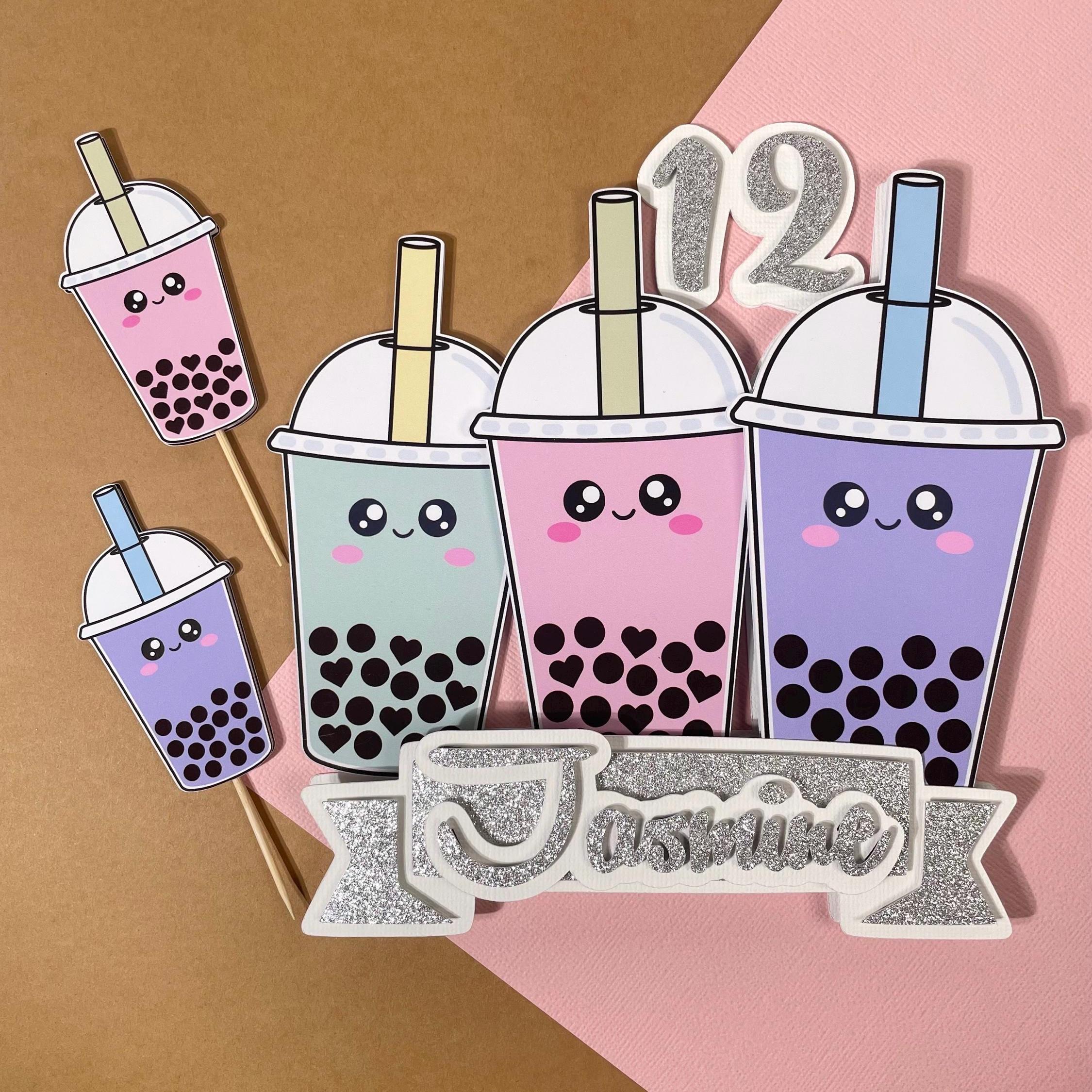 Boba Cake Topper-kawaii Cake Topper-bubble Tea Cake Topper-boba Tea - Etsy