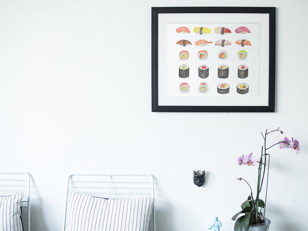 Cute Sushi Grid Art Print, Instant Download, Foodie Art Print - Etsy