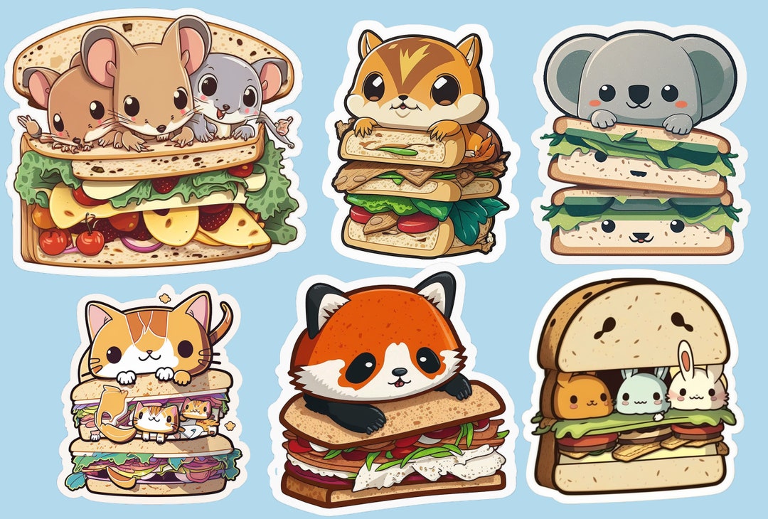 Print & Die-cut Stickers, PSD, PNG,PDF, Printable Files, Cute Sandwich ...