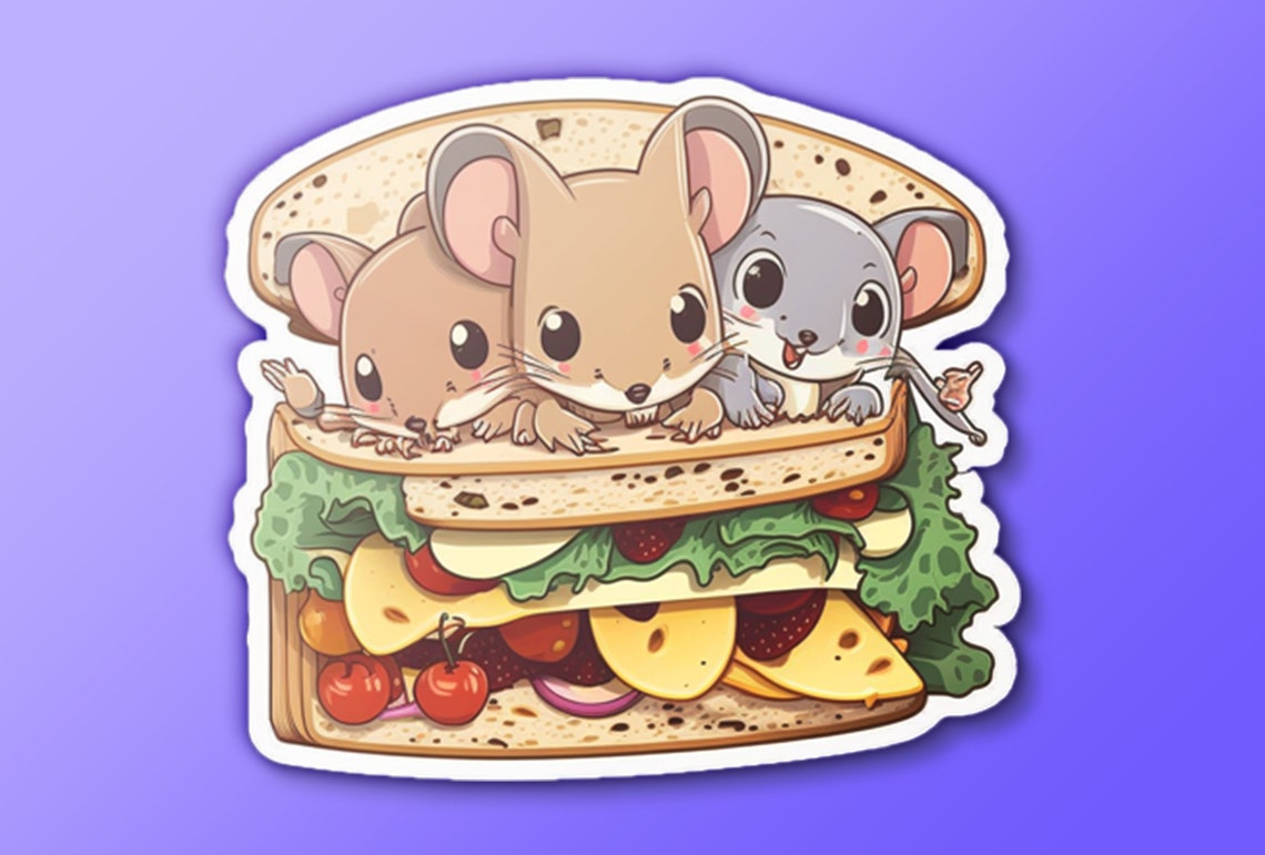 Print & Die-cut Stickers, PSD, PNG,PDF, Printable Files, Cute Sandwich ...