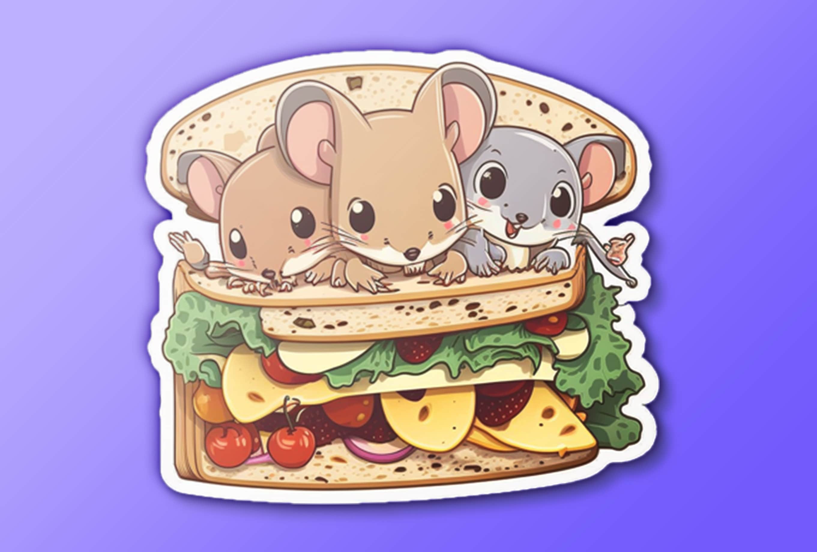 Print & Die-cut Stickers, PSD, PNG,PDF, Printable Files, Cute Sandwich ...