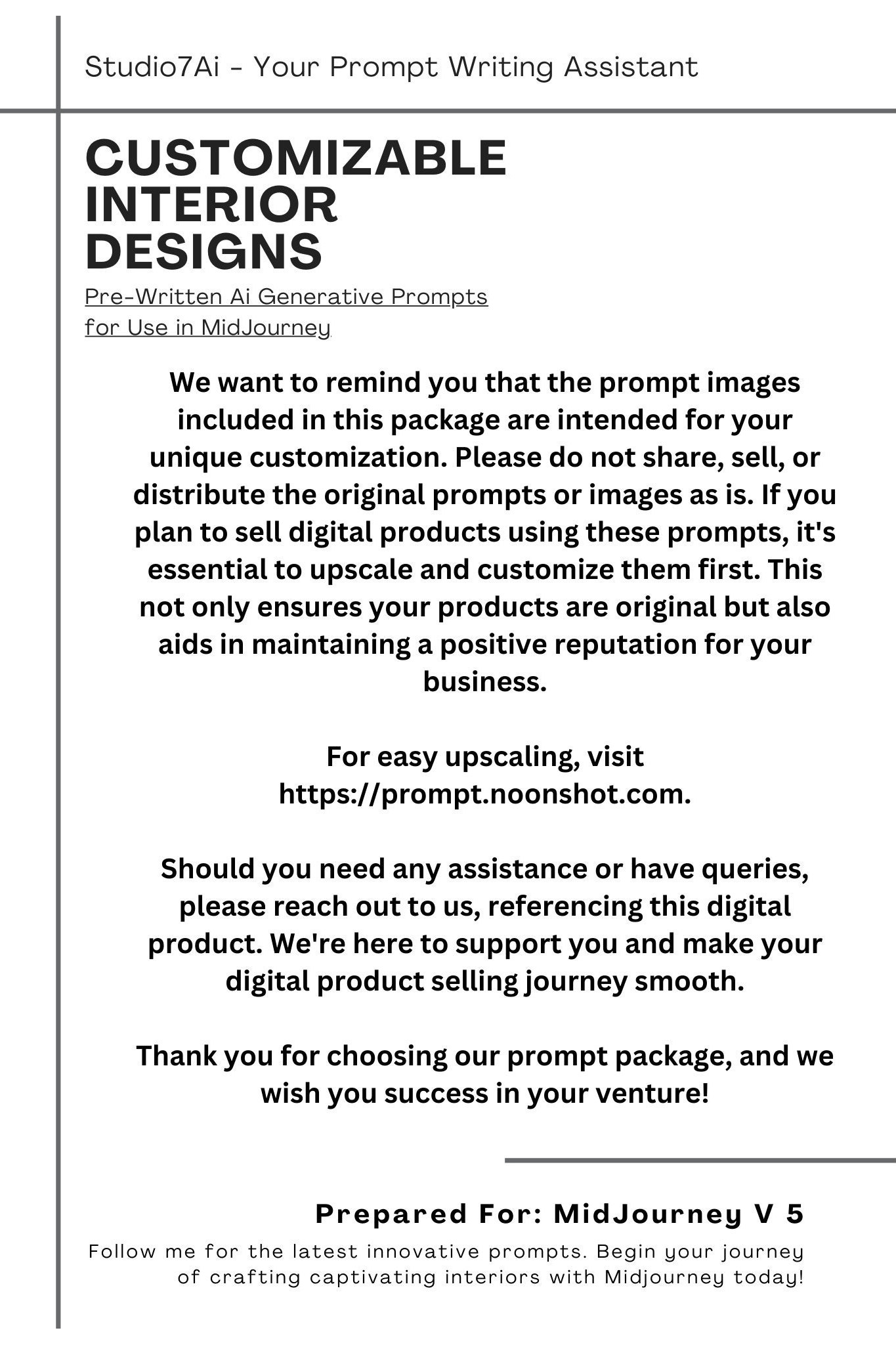 CUSTOMIZABLE INTERIOR DESIGNS: Pre-written Ai Generative Prompts for ...