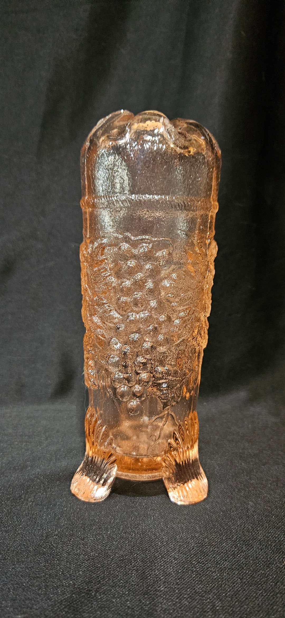 Pink Depression Northwood Glass Hatpin Holder Torpedo Vase Grape and ...