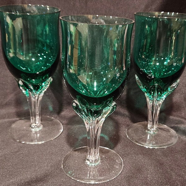 Green Water Goblets - Etsy