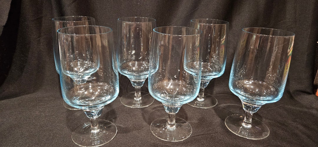 Set of 6 Sasaki Blue Azure Water Iced Tea Goblet Glass Pedestal ...