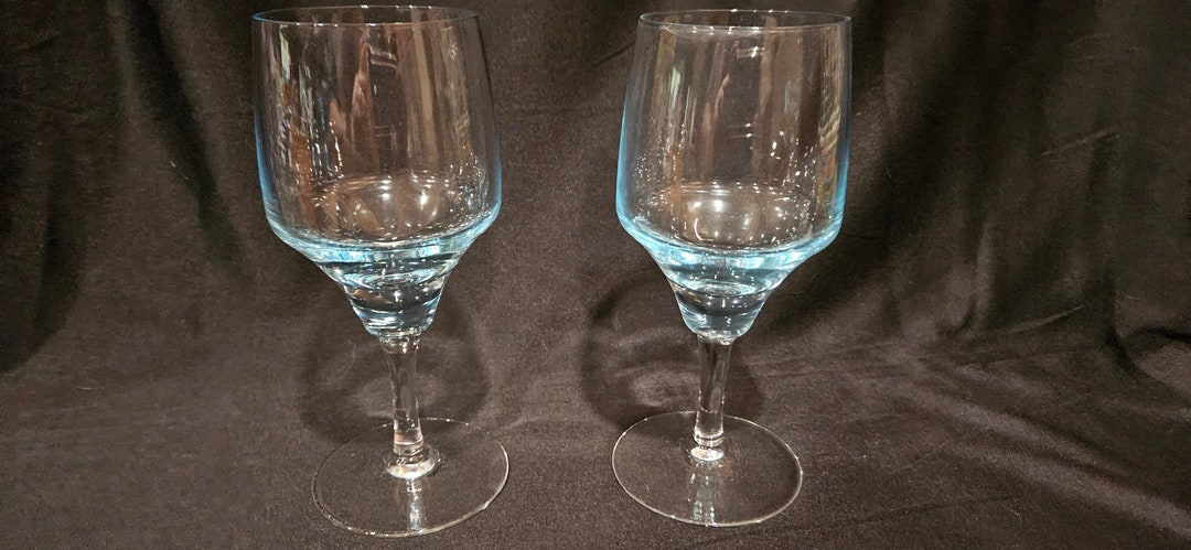 Set of 2 Sasaki Blue Azure Wine Glasses, Water Stemware Drinkware - Etsy