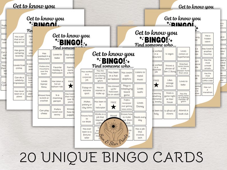 Ice Breaker Bingo, Team Building Game, Office Party Activity, Get to ...