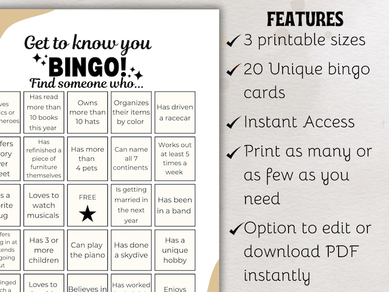 Ice Breaker Bingo, Team Building Game, Office Party Activity, Get to ...