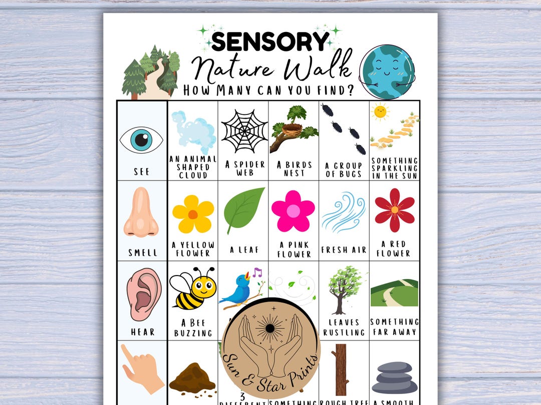 Sensory Nature Walk Scavenger Hunt, Outdoor Summer Activity/bingo ...