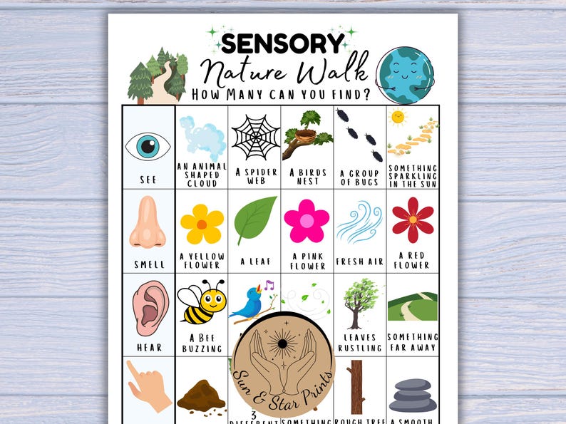 Sensory Nature Walk Scavenger Hunt: Outdoor Activity for Kids (PDF) - Etsy