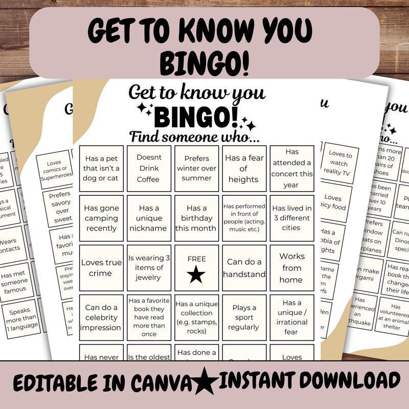 Get to Know You Bingo - Etsy