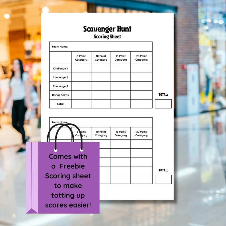 Mall Scavenger Hunt Printable Digital Download Ideal for Tweens and ...