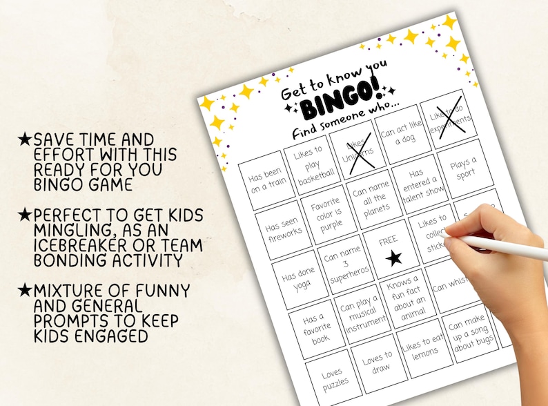 Kids Get to Know You Bingo Game: Icebreaker Activity - (PDF Download ...