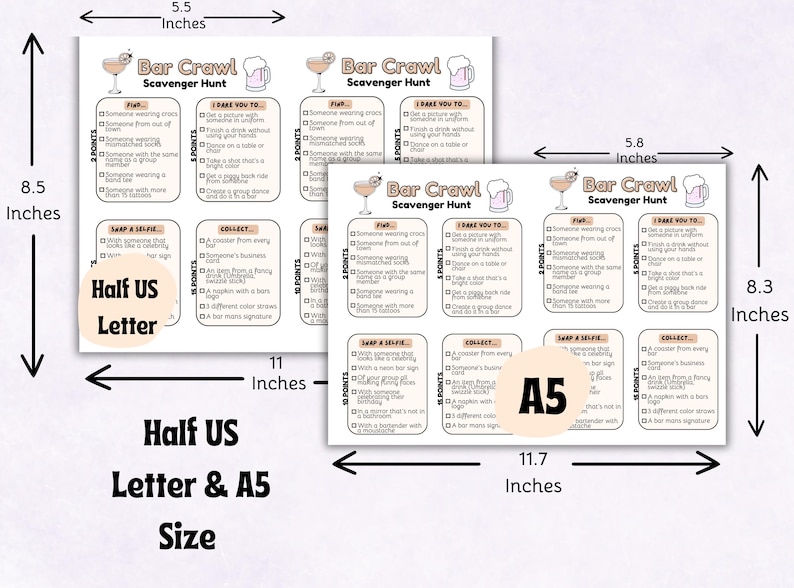 Bar Crawl Scavenger Hunt: Adult Drinking Game (digital Download) - Etsy