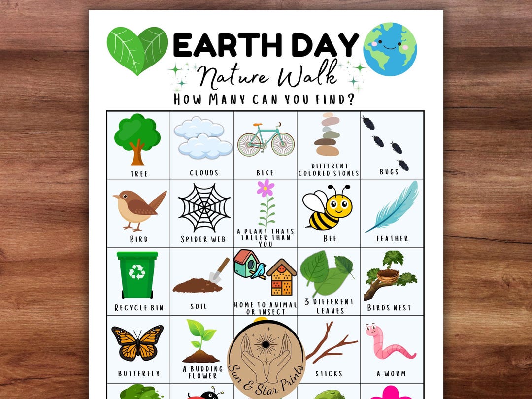 Earth Day Nature Walk Activity - Scavenger Hunt & Bingo Style Game ...