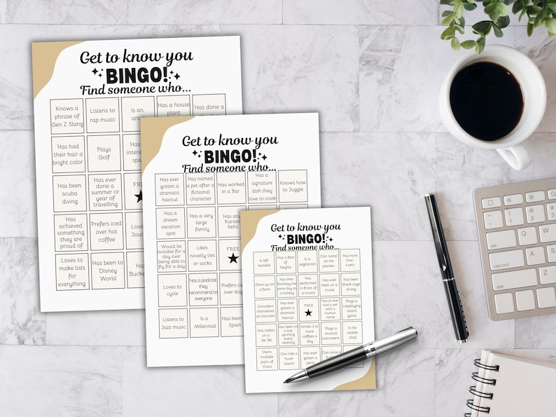 Ice Breaker Bingo, Team Building Game, Office Party Activity, Get to ...