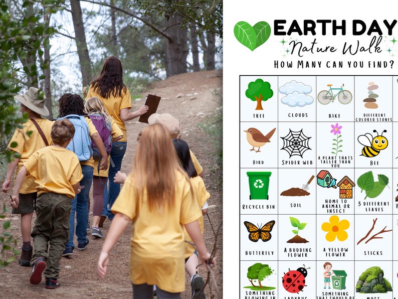 Earth Day Nature Walk Activity - Scavenger Hunt & Bingo Style Game ...