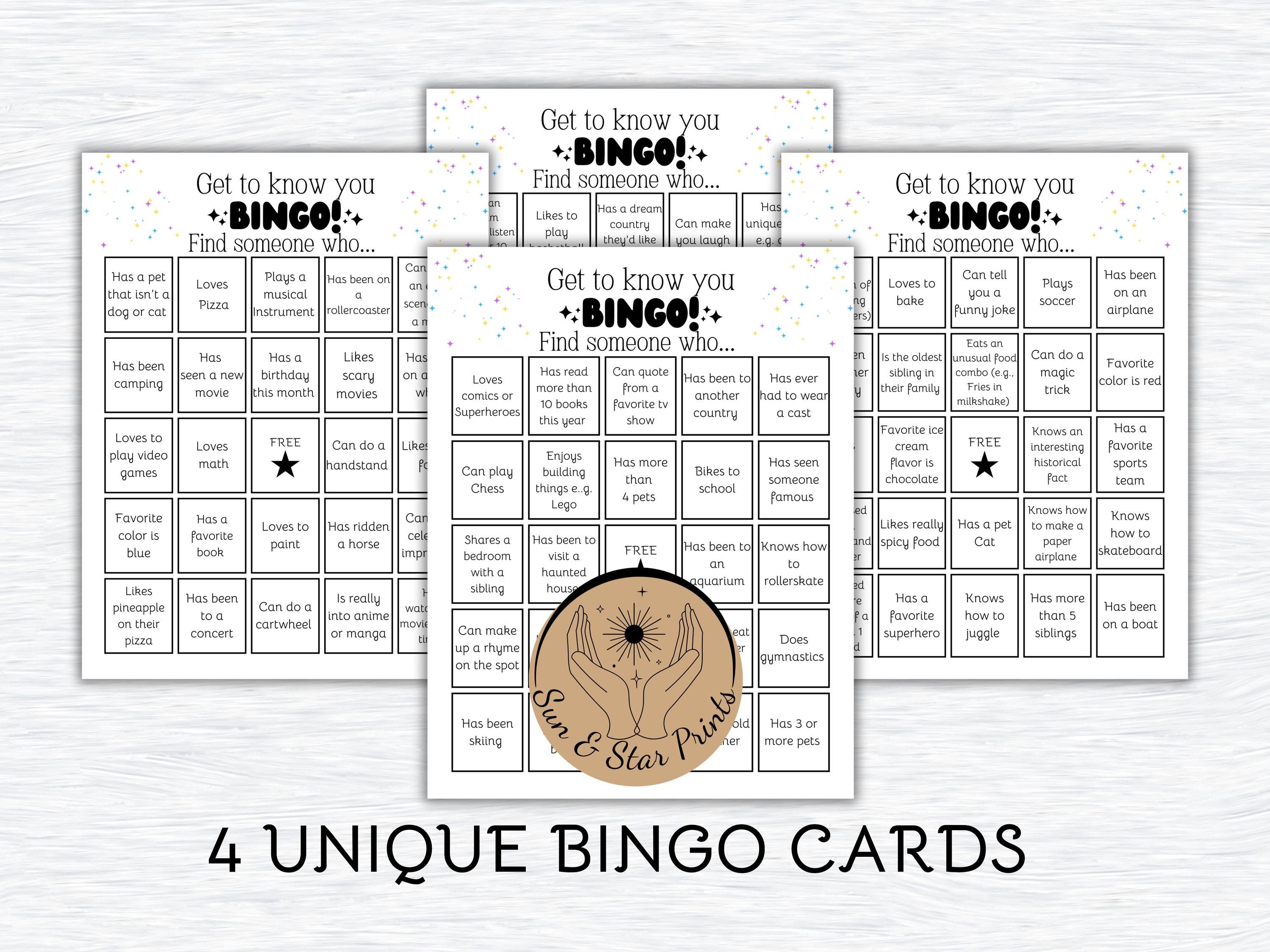 Teen Icebreaker Bingo Game: Fun School or Youth Group Activity ...