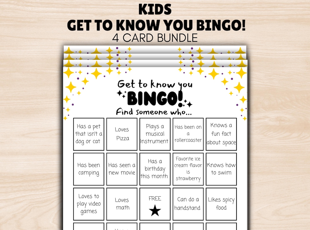 Kids Get to Know You Bingo Game: Icebreaker Activity - (PDF Download ...
