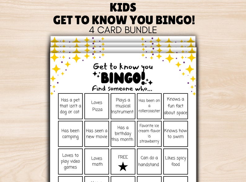 Kids Get to Know You Bingo Game: Icebreaker Activity - (PDF Download ...