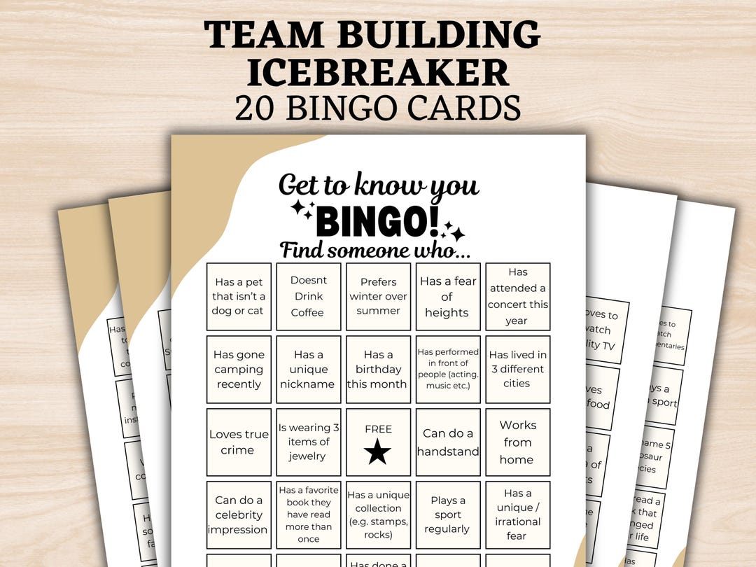 Ice Breaker Bingo, Team Building Game, Office Party Activity, Get to ...