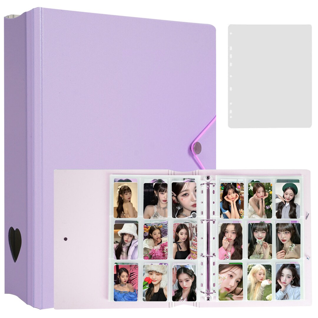 Kpop A4 Minimalist Photocard Binder | Work With 9 Pocket Double Side Inner Refills and 2 Divider ...