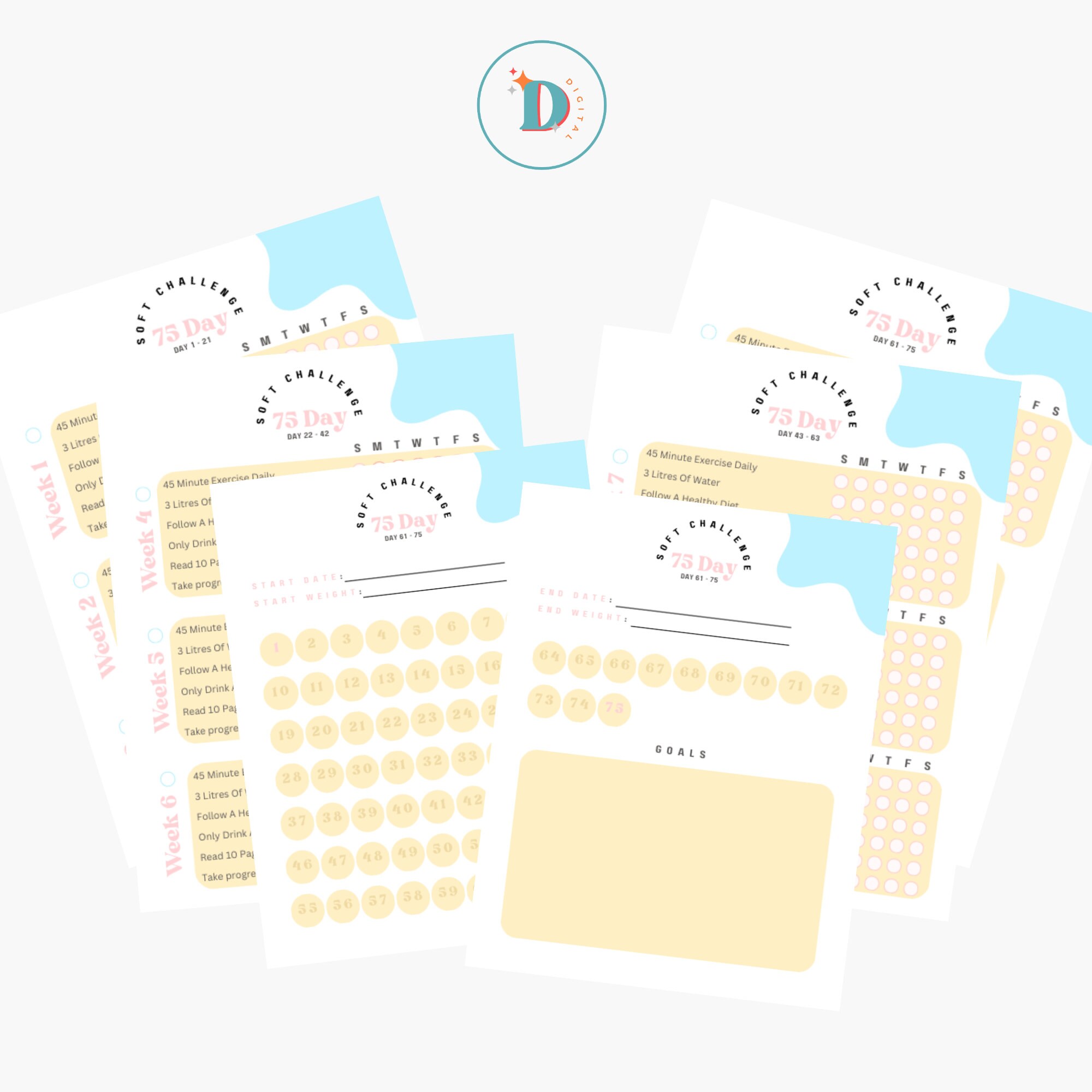75 Soft Challenge, Tracker, Habit Tracker, Digital File, Daily Habits ...