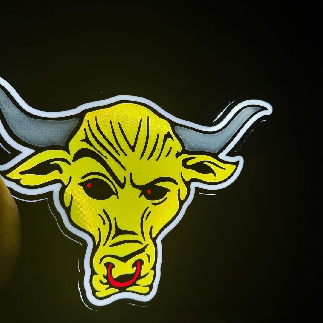Classic The Rock Brahma Bull Logo Led Light Box Etsy