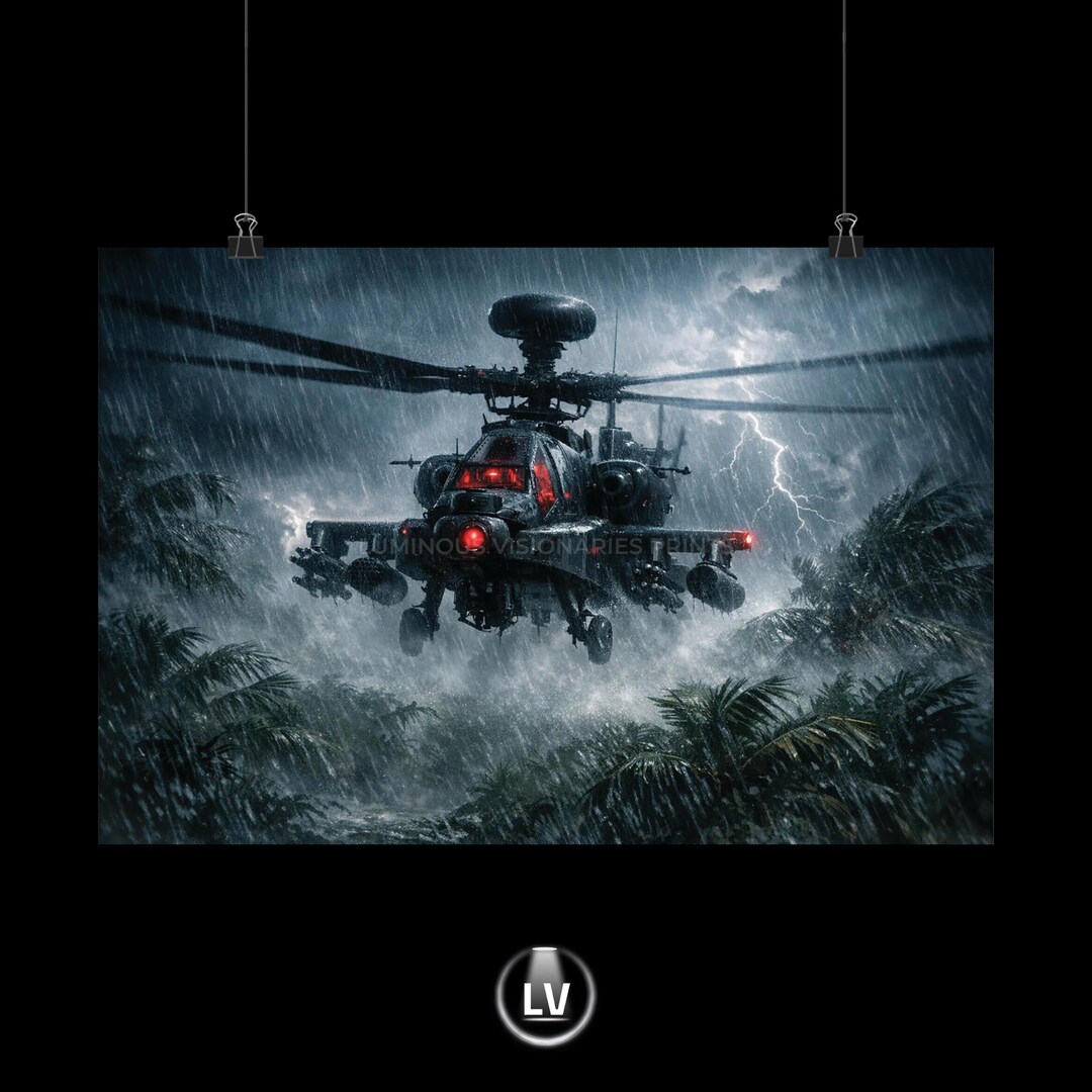 AH-64 Apache Helicopter Poster: Stormy Jungle Matte Print | APMT #23 - Etsy