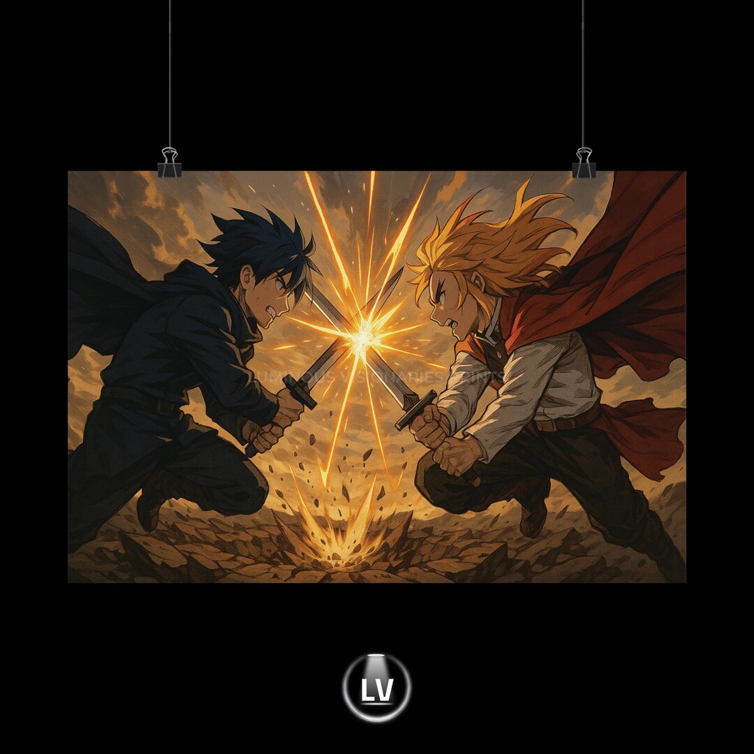 Epic Anime Battle Matte Horizontal Posters, Wall Art, Home Decor, Gift ...