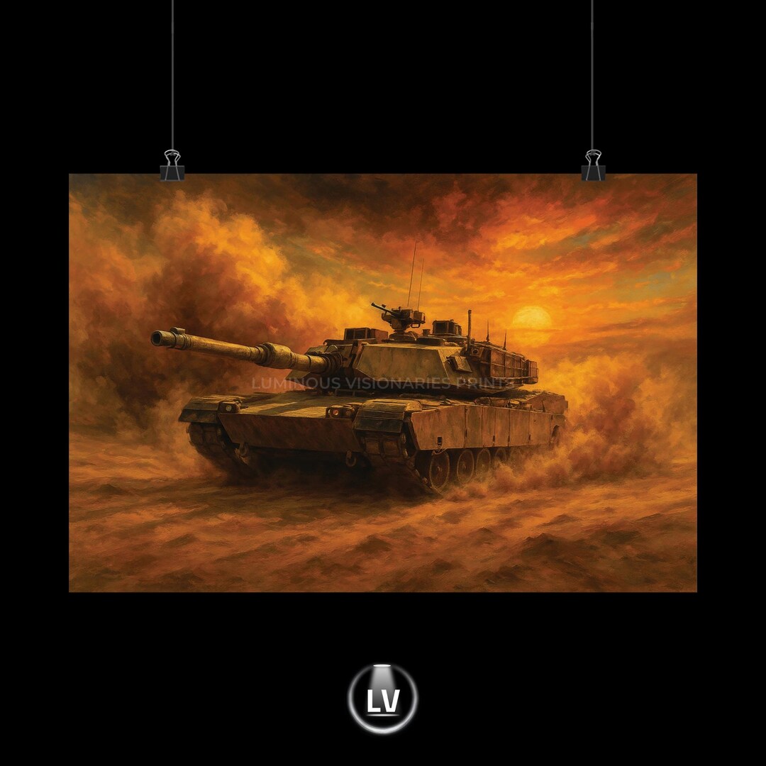 Desert Warrior Tank Poster, Abrams SEP V3, Matte Military Art ...