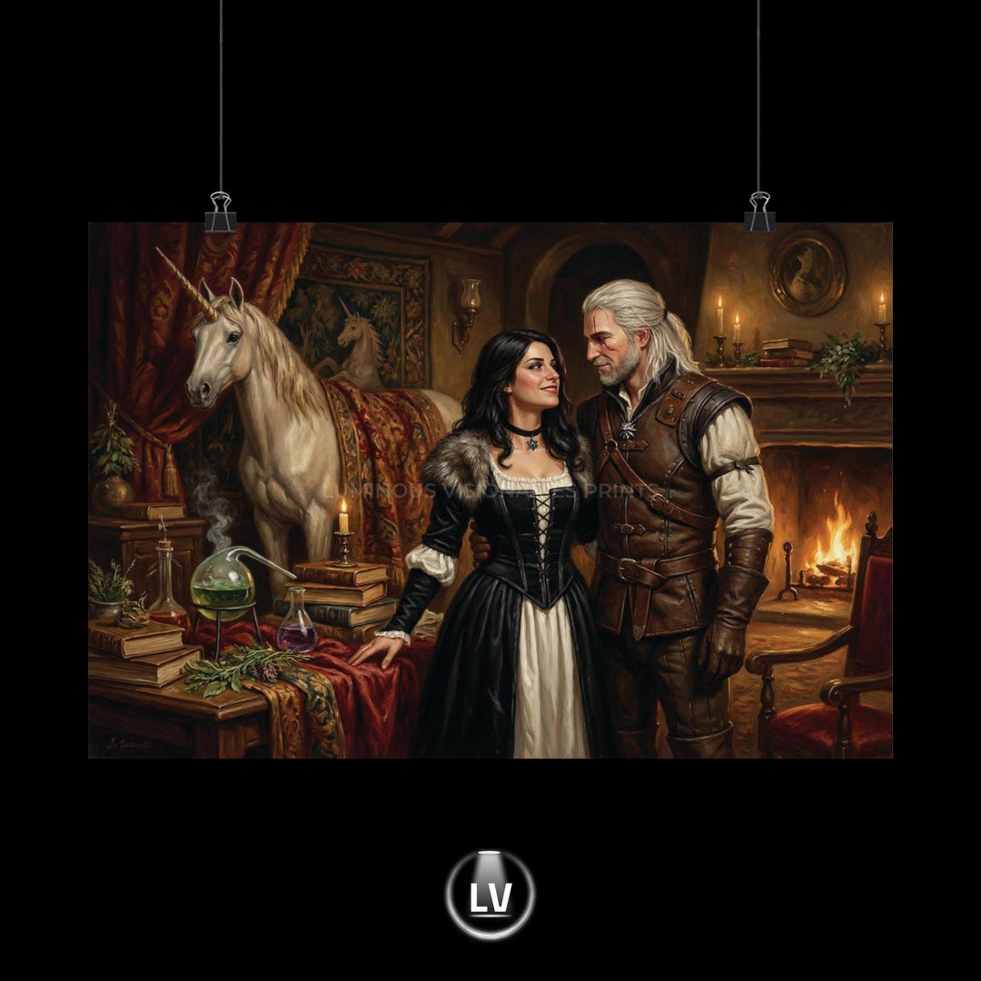 Yennefer & Geralt Poster: Intimate Unicorn Scene, Matte Finish | APVGTW ...