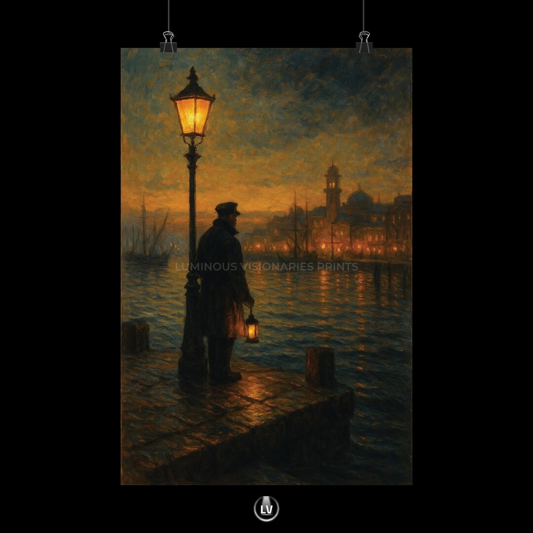 Vintage Night Scene Matte Vertical Poster, Cozy Wall Art for Home ...
