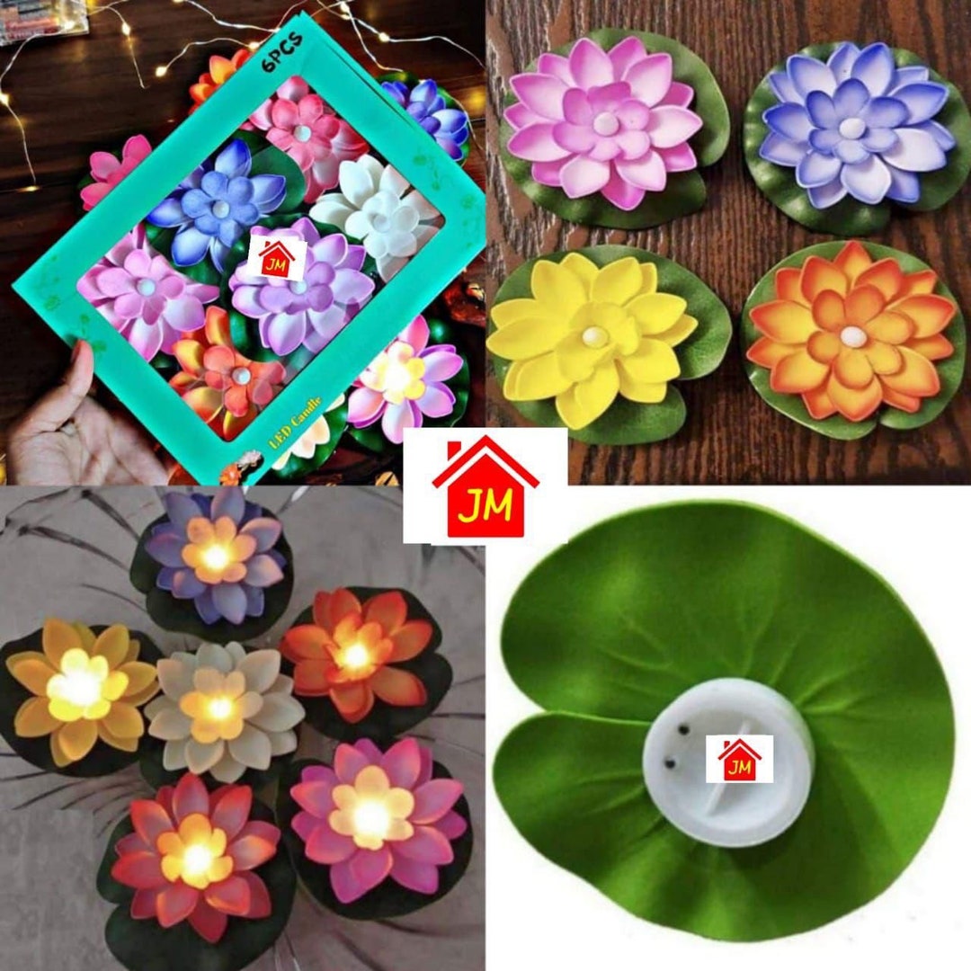 Artificial Lotus LED Diya Water Floating Diya - Etsy