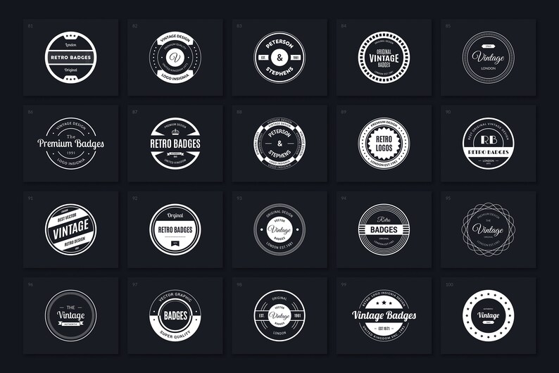 20 Retro Vector Badge Templates 5, AI, EPS, PSD, Editable Sticker ...