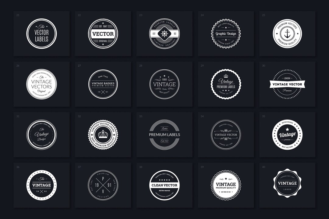 20 Retro Vector Badge Templates 2, AI, EPS, PSD, Editable Sticker ...