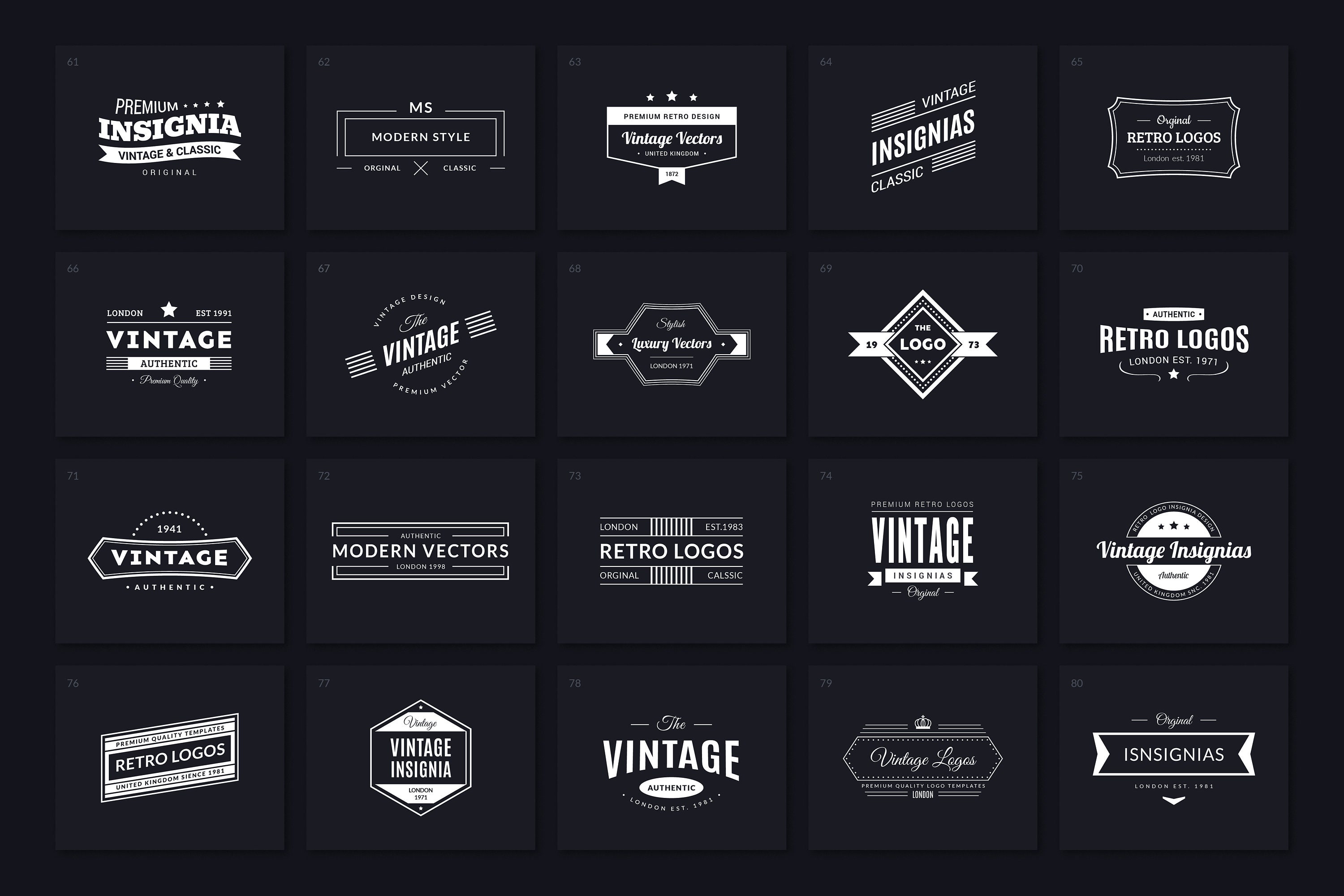 20 Vintage Vector Logo Templates 4, AI, EPS, PSD, Editable Logo Badges ...