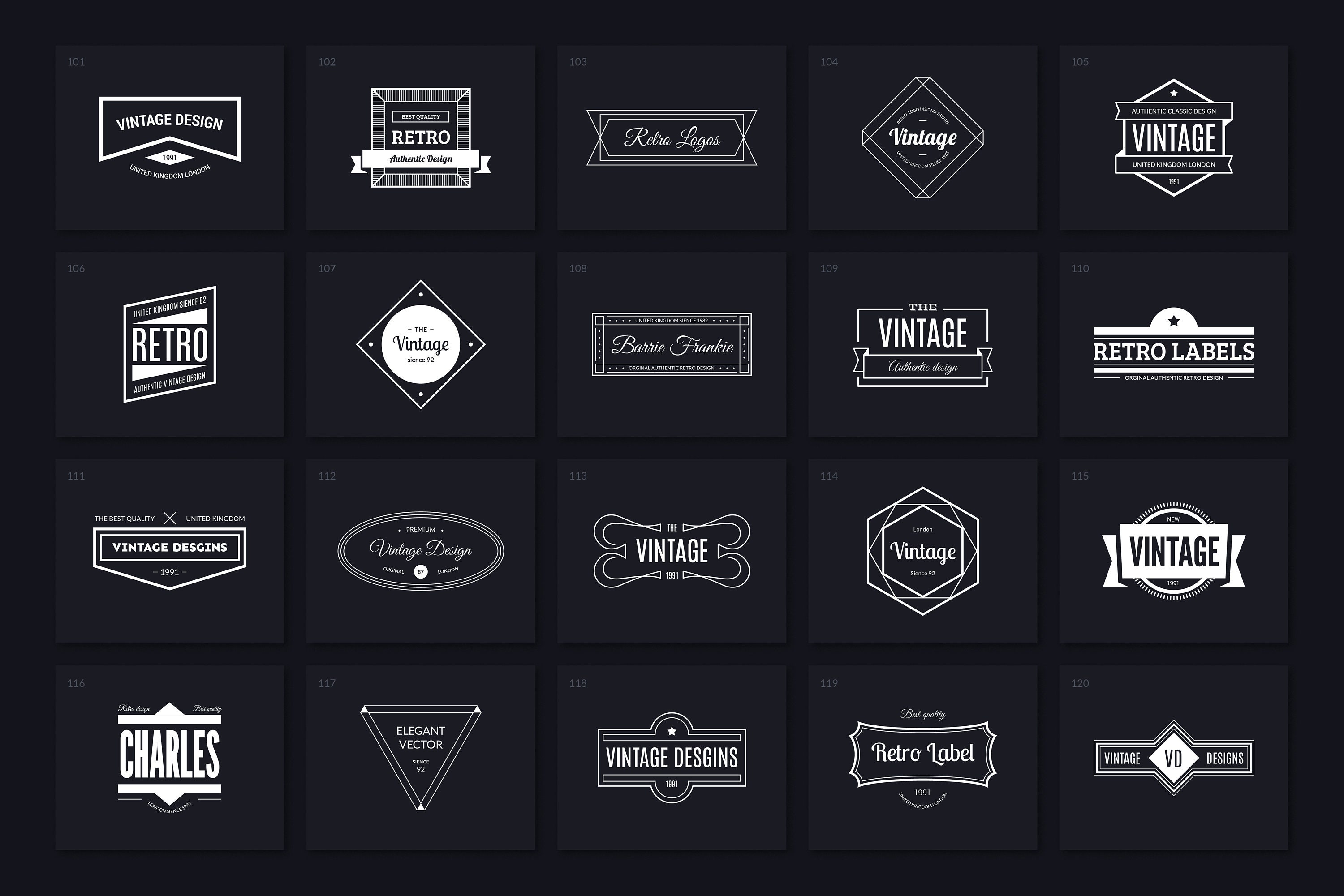 20 Vintage Vector Logo Templates 6, AI, EPS, PSD, Editable Logo Badges ...