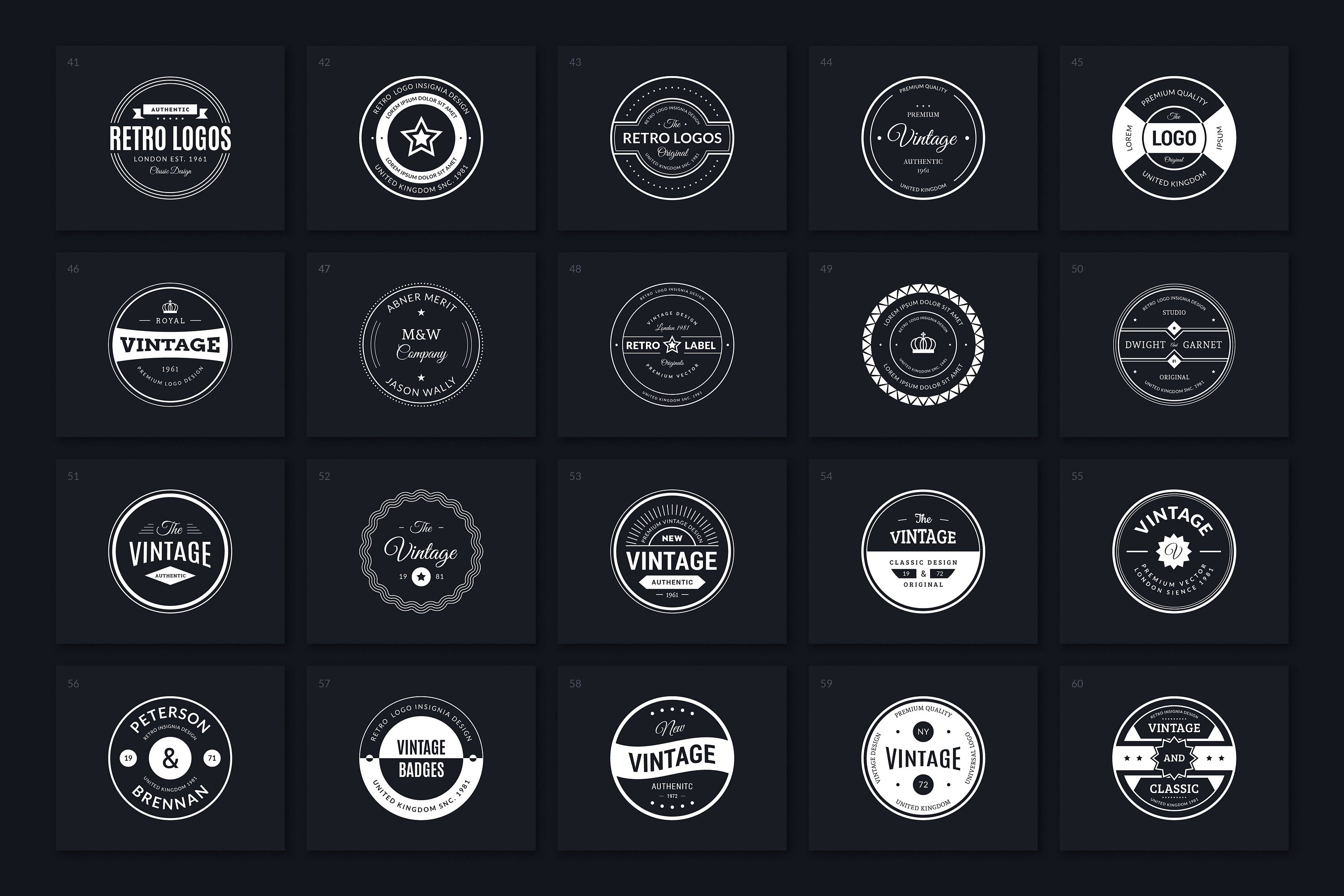 100 Retro Vector Badge Templates 1, AI, EPS, PSD, Editable Sticker ...