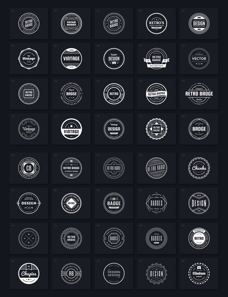 200 Retro Vector Badge Templates, AI, EPS, PSD, Editable Sticker Badge ...